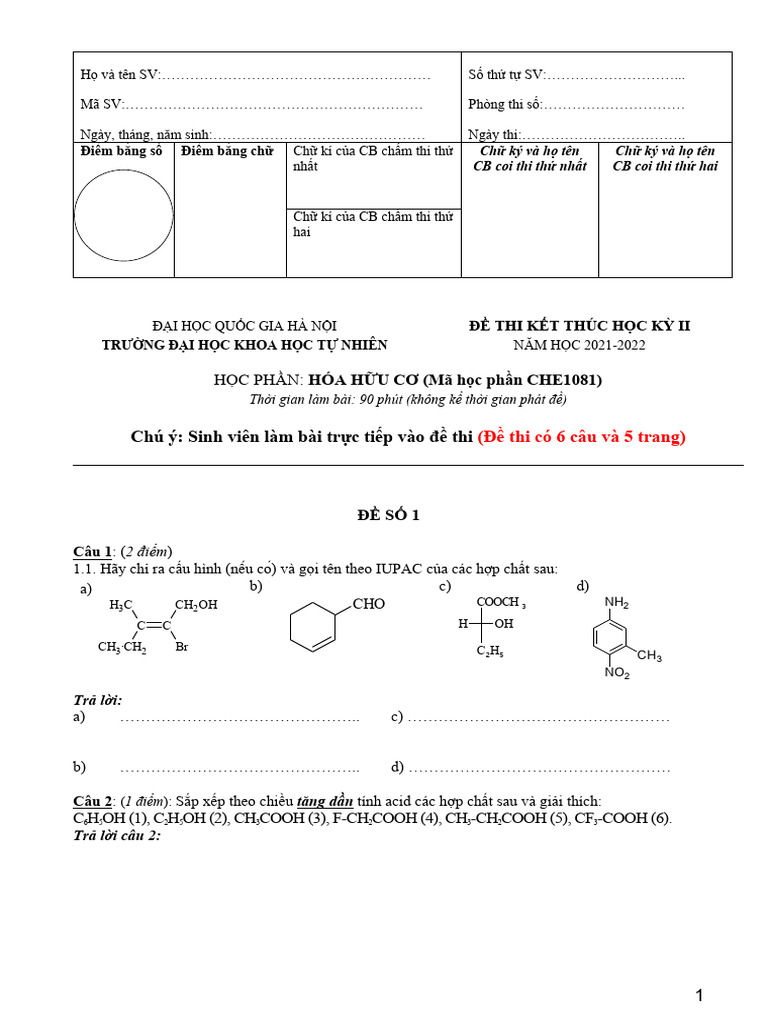 De Thi Mon CNKHXH (2021-2022) HK2 de 1 | PDF