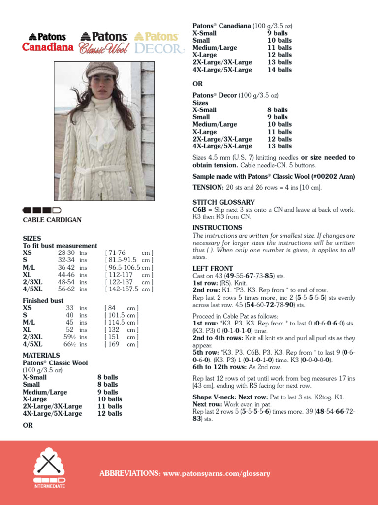 Patons KWweb8 KN Cardigan - en US | PDF