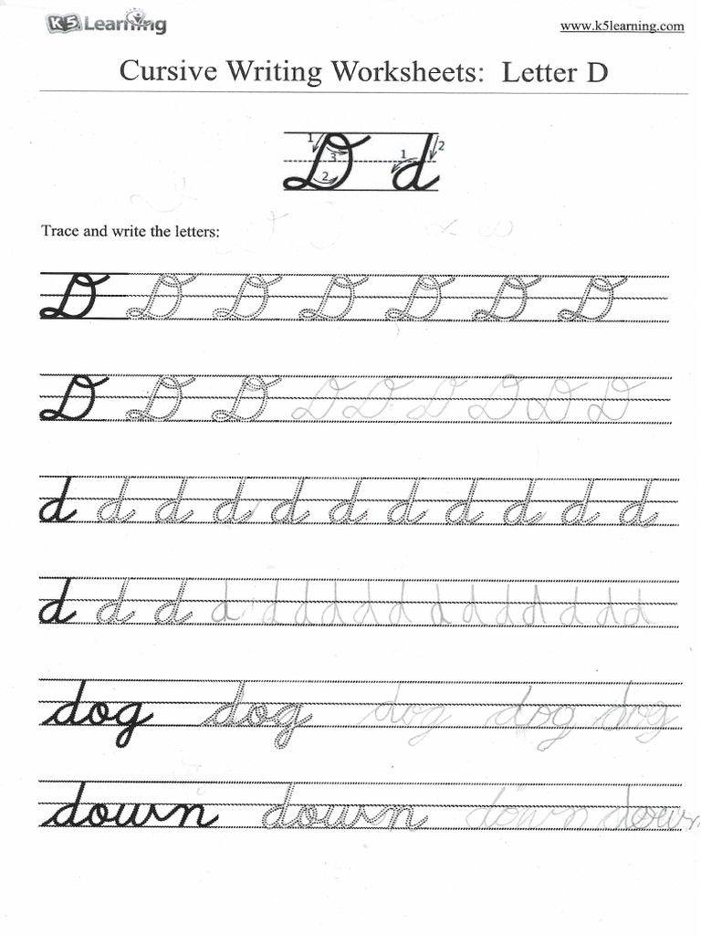 Cursive Writing - Letter Dd | PDF