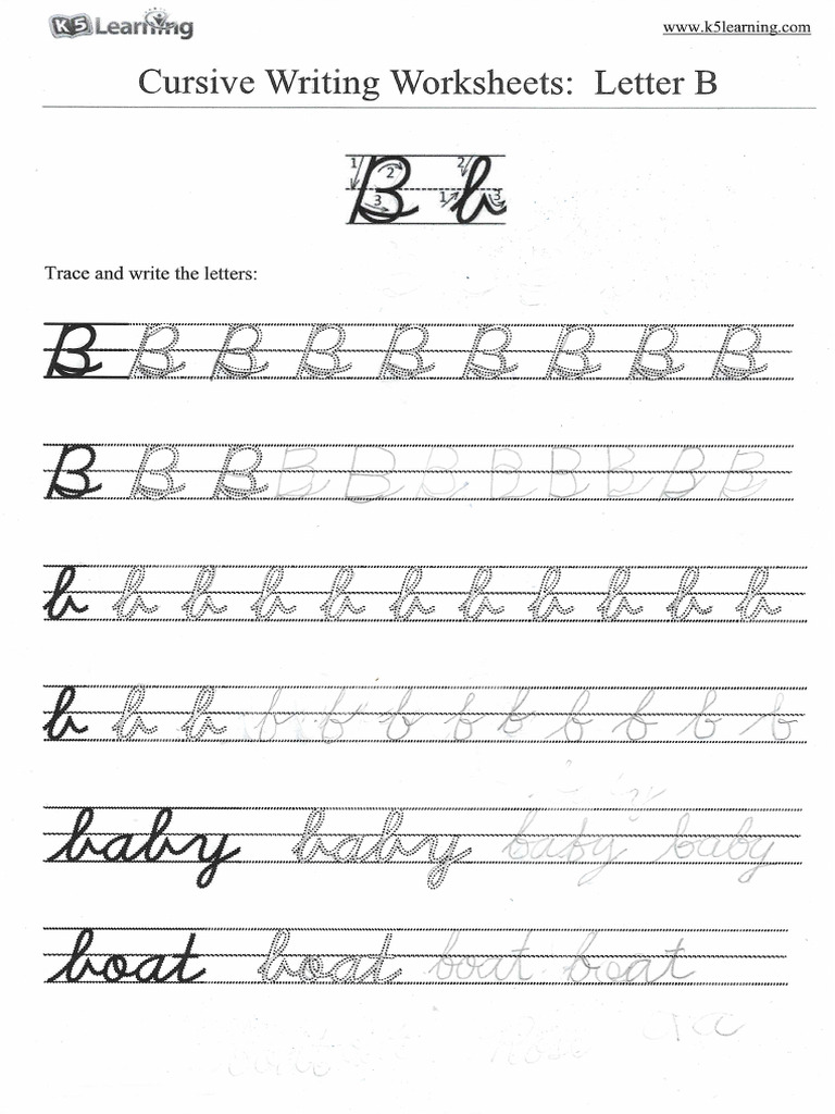 Cursive Writing - Letter Bb | PDF