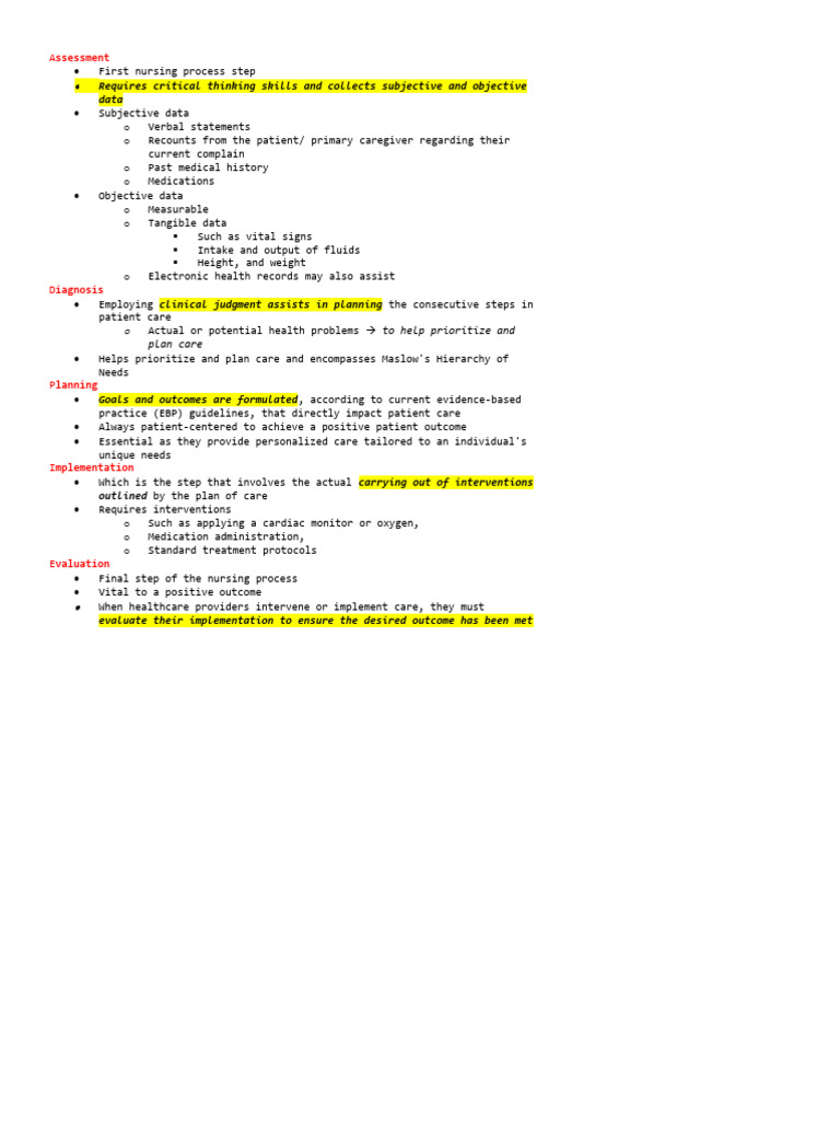Nursing Process ADPIE | PDF