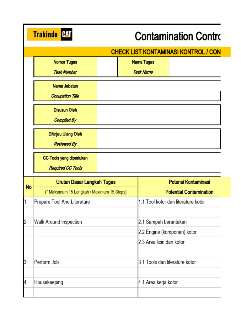 Contamination Control Form | PDF