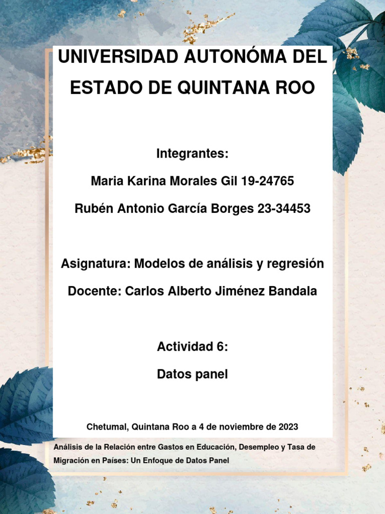 Act. 6. Datos Panel | PDF | Migración humana | Inferencia estadística