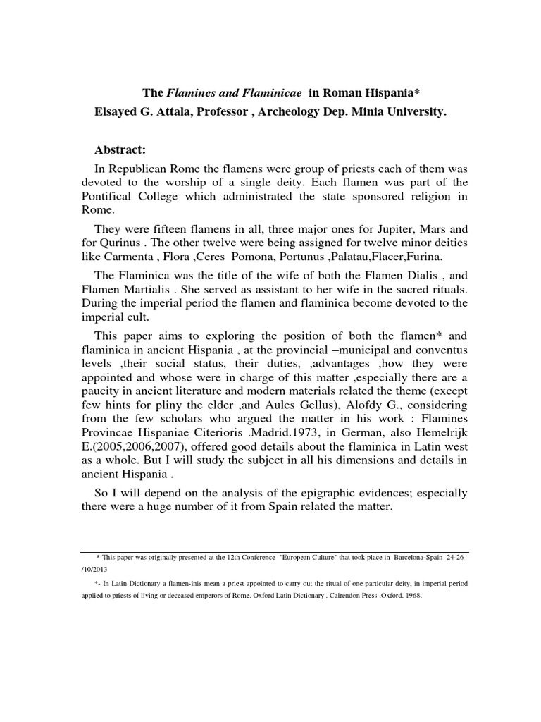 The Flamen | PDF | Ancient Rome | Roman Mythology