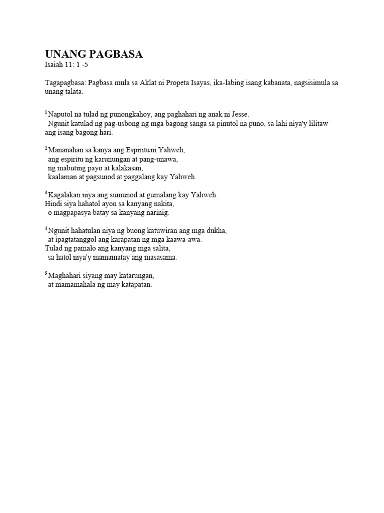 Unang Pagbasa | PDF