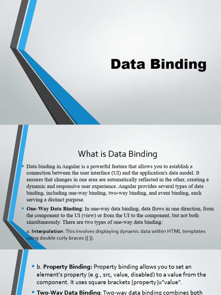 Angular Data Binding Explained | PDF | Method (Computer Programming) | Html