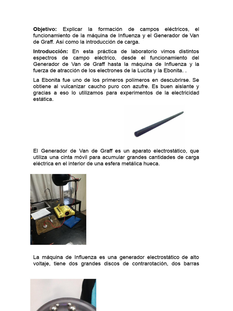 Generador de Van de Graff | PDF | Electrostática | Descarga electrostática