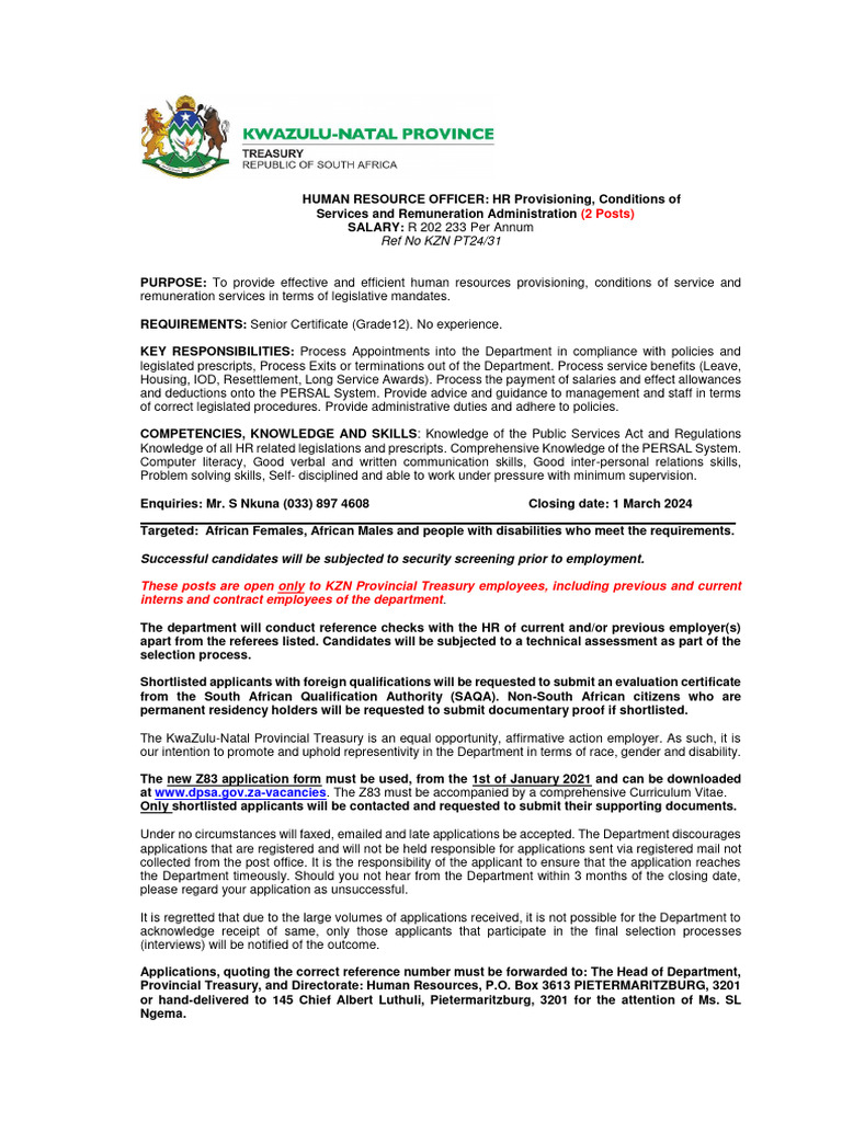 Advert Human Resource Officer - Hra Feb 24 | PDF | Salary | Human Resources