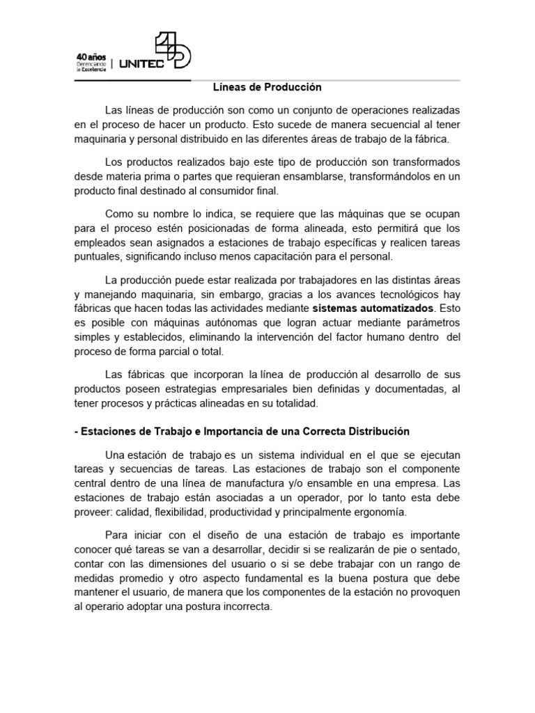 Líneas de Producción: Conceptos y Ejemplos | PDF