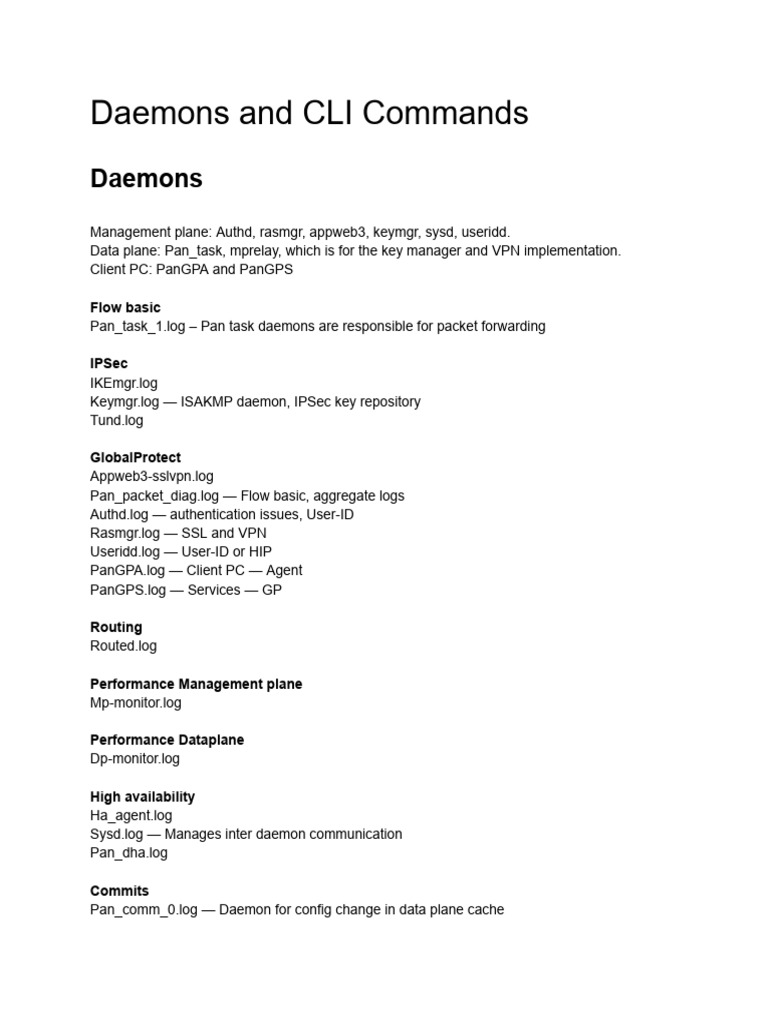 Daemons and CLI Commands Overview | PDF | Virtual Private Network | Cyberspace