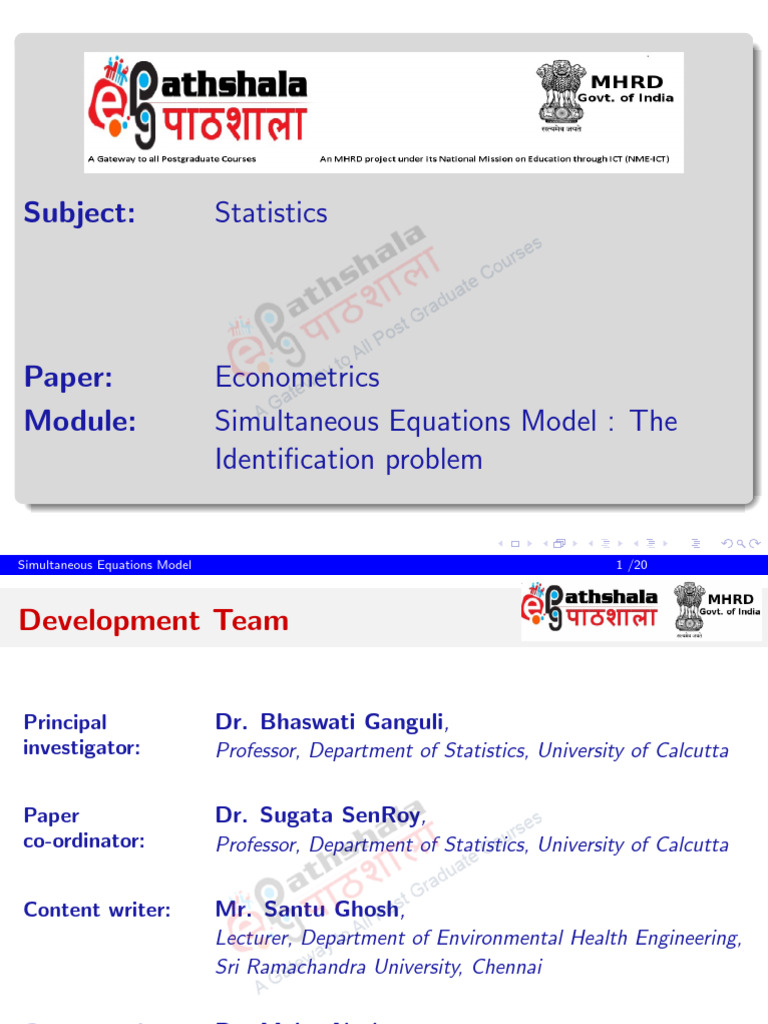9773 Et ECO Simultaneous Equations Model-The Identification Problem | PDF | Applied Mathematics ...