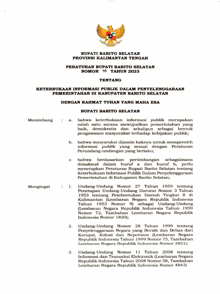Perbup Nomor 10 Tahun 2023 | PDF