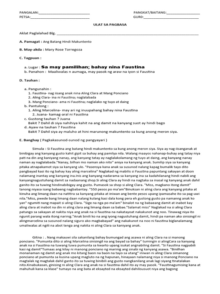 Ang Batang Hindi Makuntento | PDF