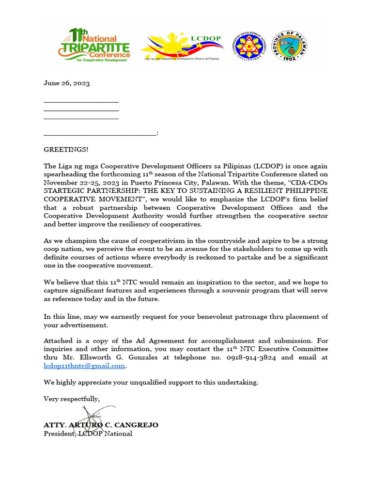 Souvenir Program Letter To Sponsors | PDF