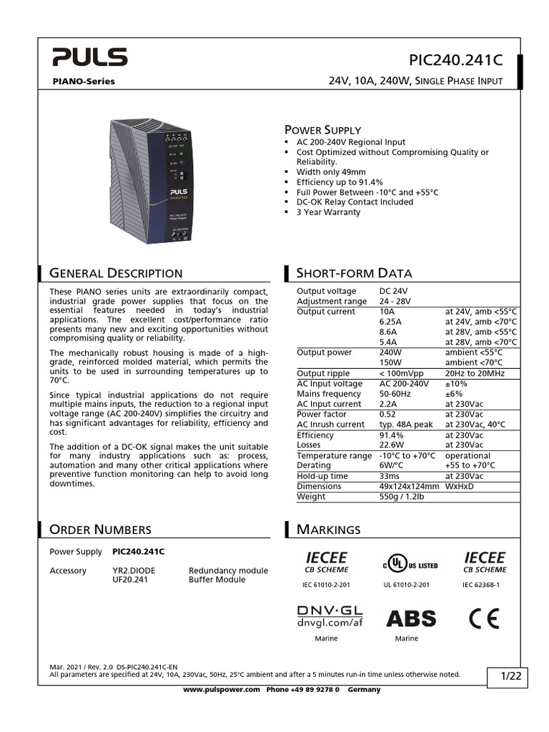 Pic240e241c 1 | Download Free PDF | Power Supply | Electromagnetic Compatibility