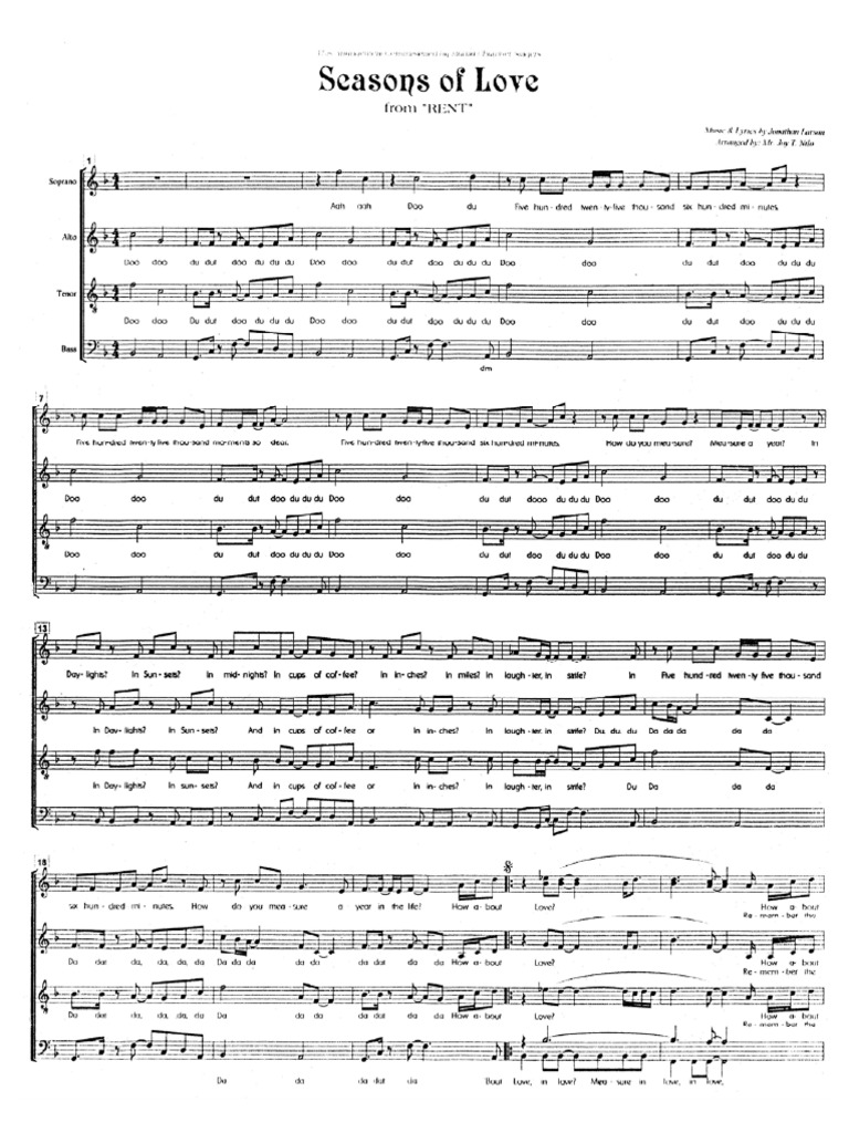 Seasons of Love Arr Joy Nilo | PDF