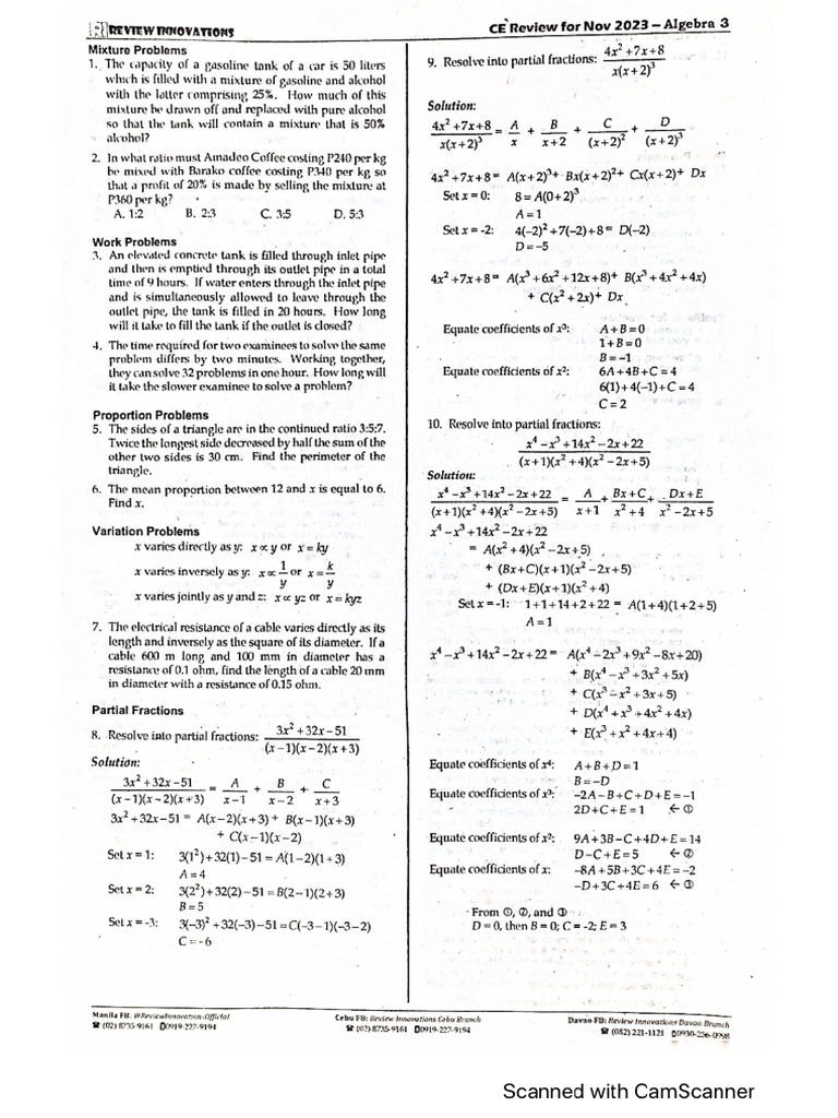 Algebra Set 3 | PDF