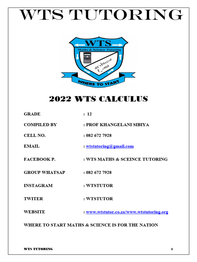 WTS 12 Calculus | PDF