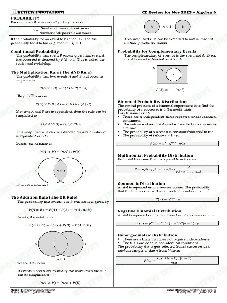 Algebra Set 6 | PDF | Probability Distribution | Probability
