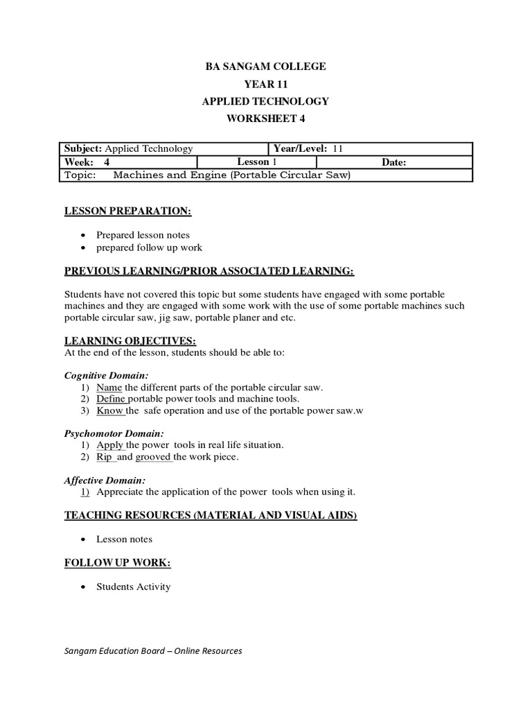 Applied Technology Worksheet 4 EC | PDF