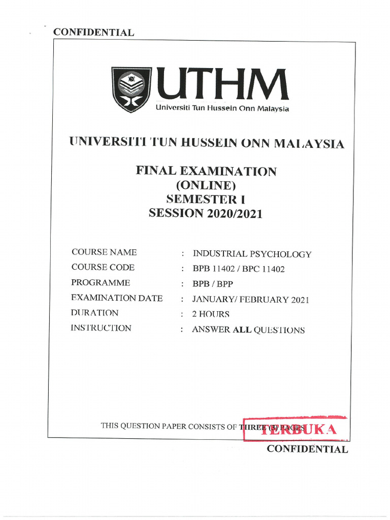Industrial Psychology BPB 11402 BPC 11402 | PDF
