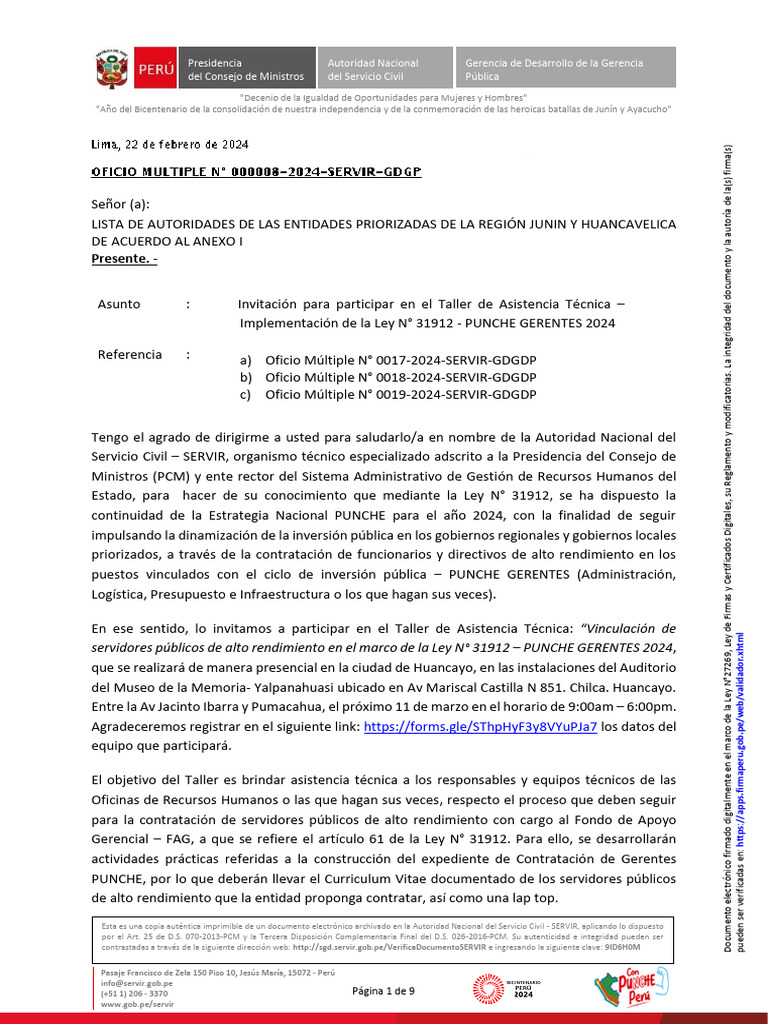 Oficio Multiple-000008-2024-Servir-Gdgp | PDF