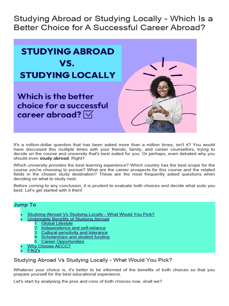 STUDY ABROAD OR LOCALLY | PDF | International Student