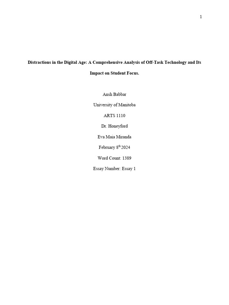 Essay 1 1200 Words | PDF | Attention | Learning