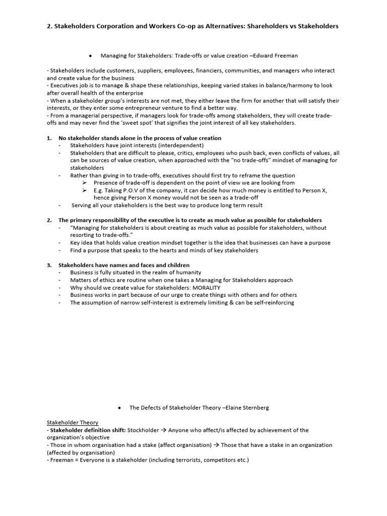 BGS Summary Week 2 | PDF | Stakeholder (Corporate) | Cooperative BGS Summary Week 2 | PDF | Stakeholder (Corporate) | Cooperative