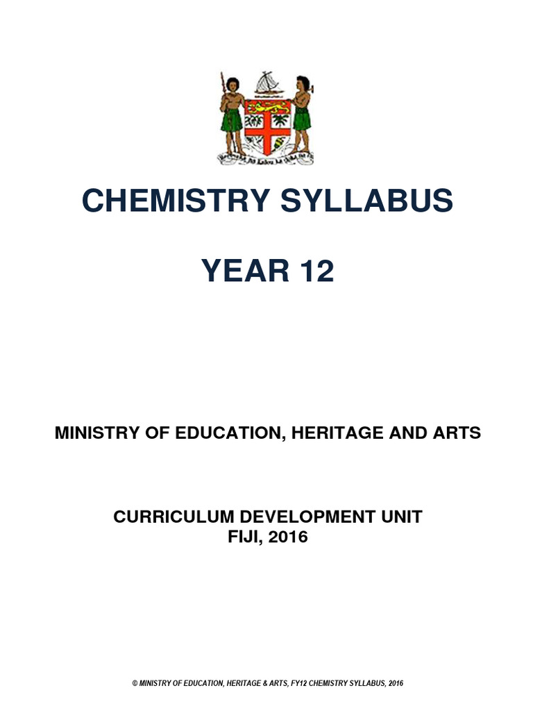 Year 12 Chemistry Syllabus 2016 | PDF