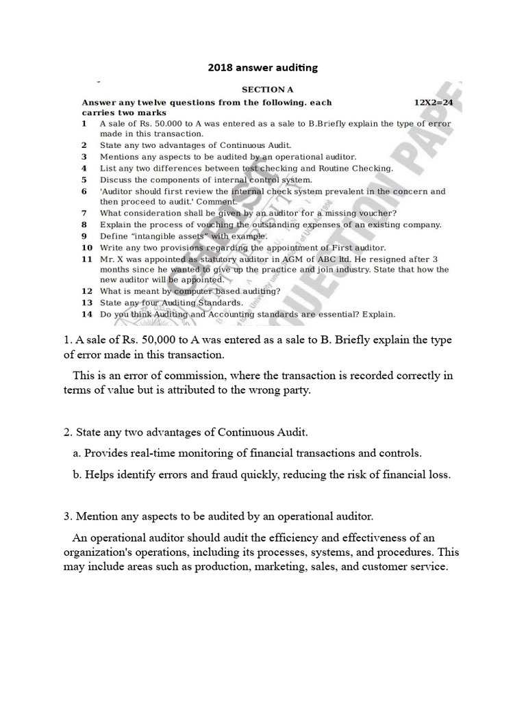 2018 Answer Auditing | PDF