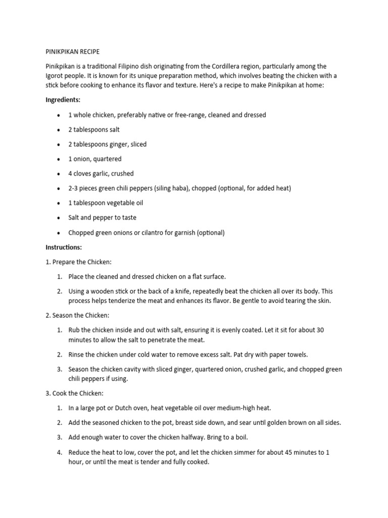 Pinikpikan Recipe | PDF | Cooking, Food & Wine | Technology & Engineering