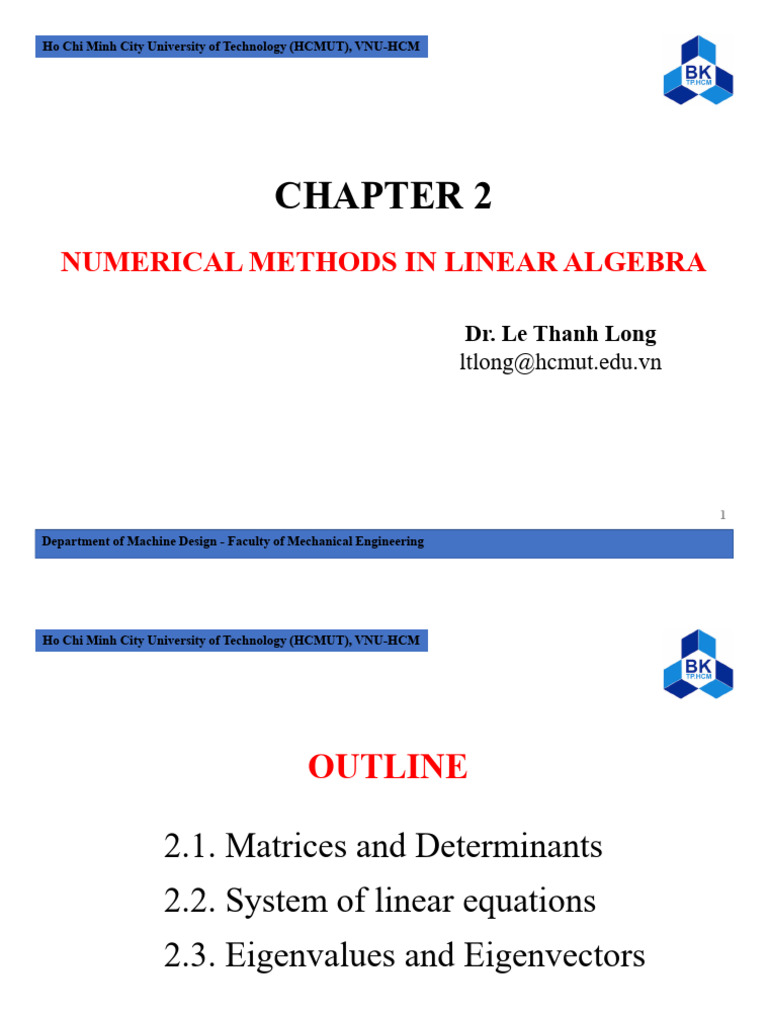 Chapter 2 - Numerical Methods in Linear Algebra | PDF | Eigenvalues And Eigenvectors | Determinant