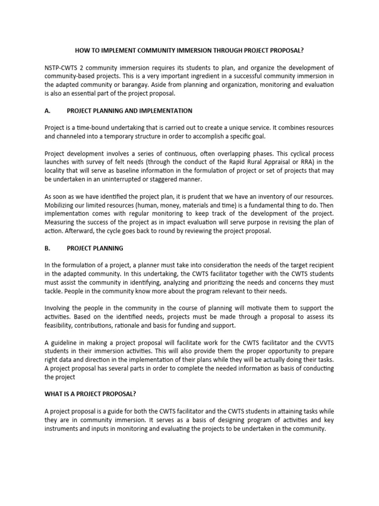 Lesson 5 How To Implement Community Immersion Through Project Proposal ... Lesson 5 How To Implement Community Immersion Through Project Proposal ...