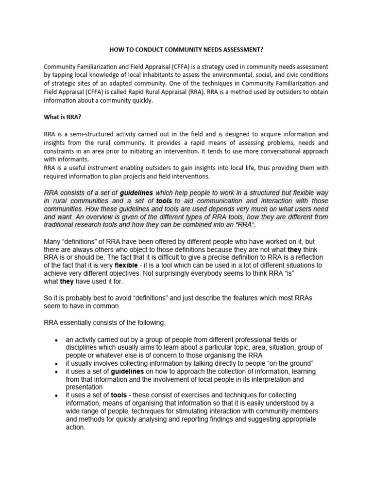 Lesson 3 How To Conduct Community Needs Assessment | PDF