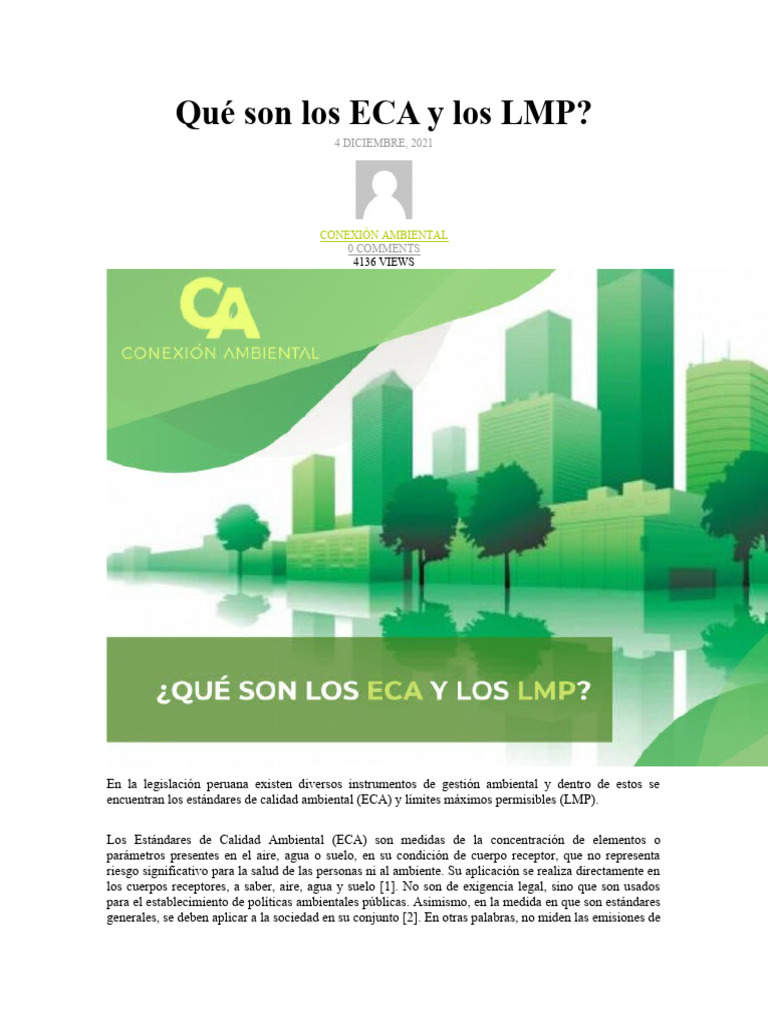 Qué Son Los ECA y Los LMP | PDF | Entorno natural | Naturaleza