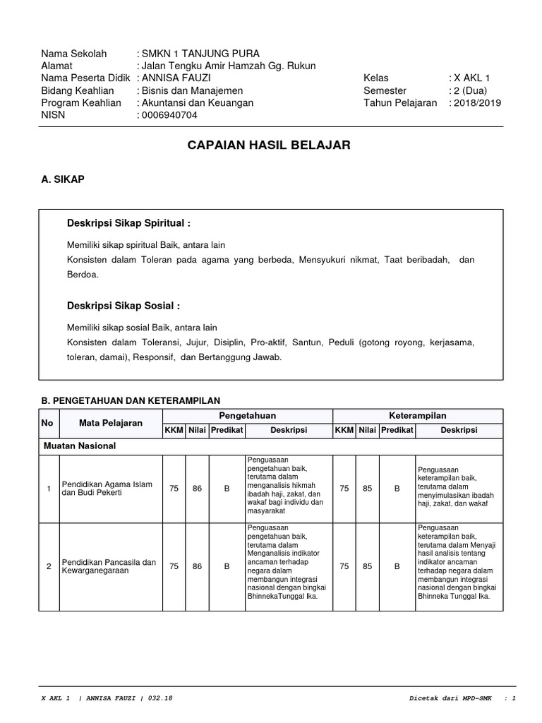 Rapor - X AKL 1 - 20182 | PDF