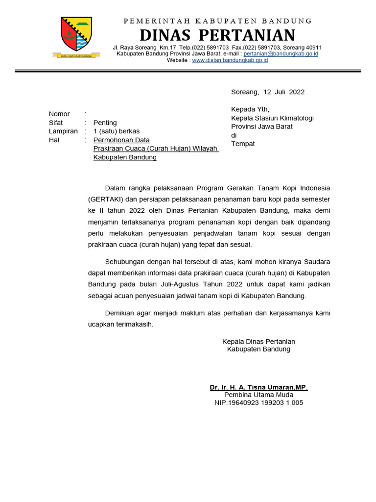 Contoh Surat Permintaan Data | PDF