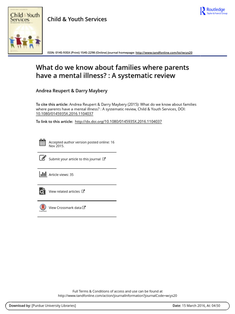 Families with Mentally Ill Parents: Review | PDF | Wellness