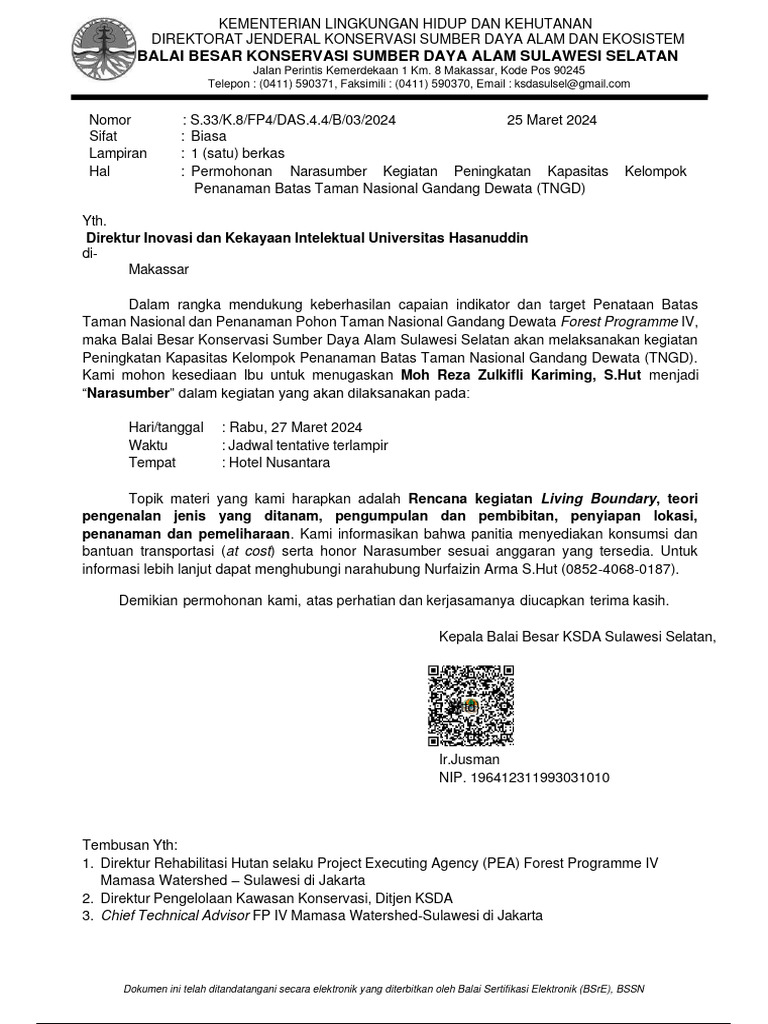 Surat - Perm - Narasumber-Moh Reza Zulkifli Kariming, S.Hut ...