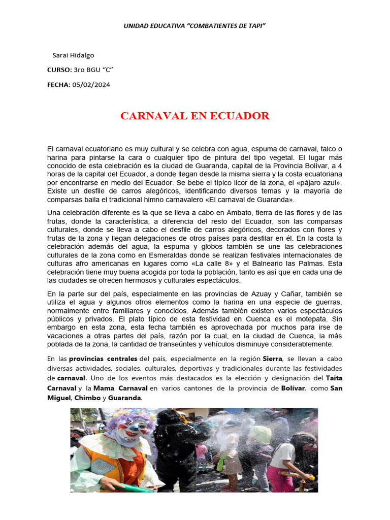 Carnaval | PDF | Carnaval | Ecuador