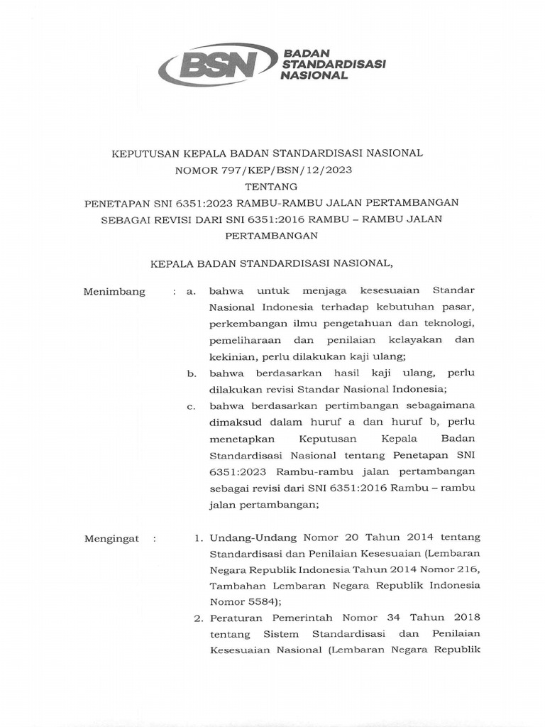 Rev SNI Rambu Rambu Jalan Pertambangan 1707715912 | PDF