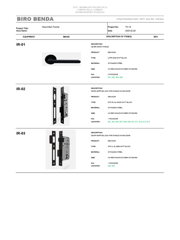 240229_MF_Ironmongery schedule 2 | PDF | Building Technology | Civil ...