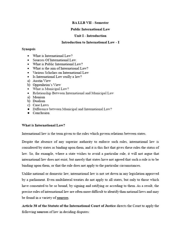 Introduction To International Law | PDF | International Law | Treaty