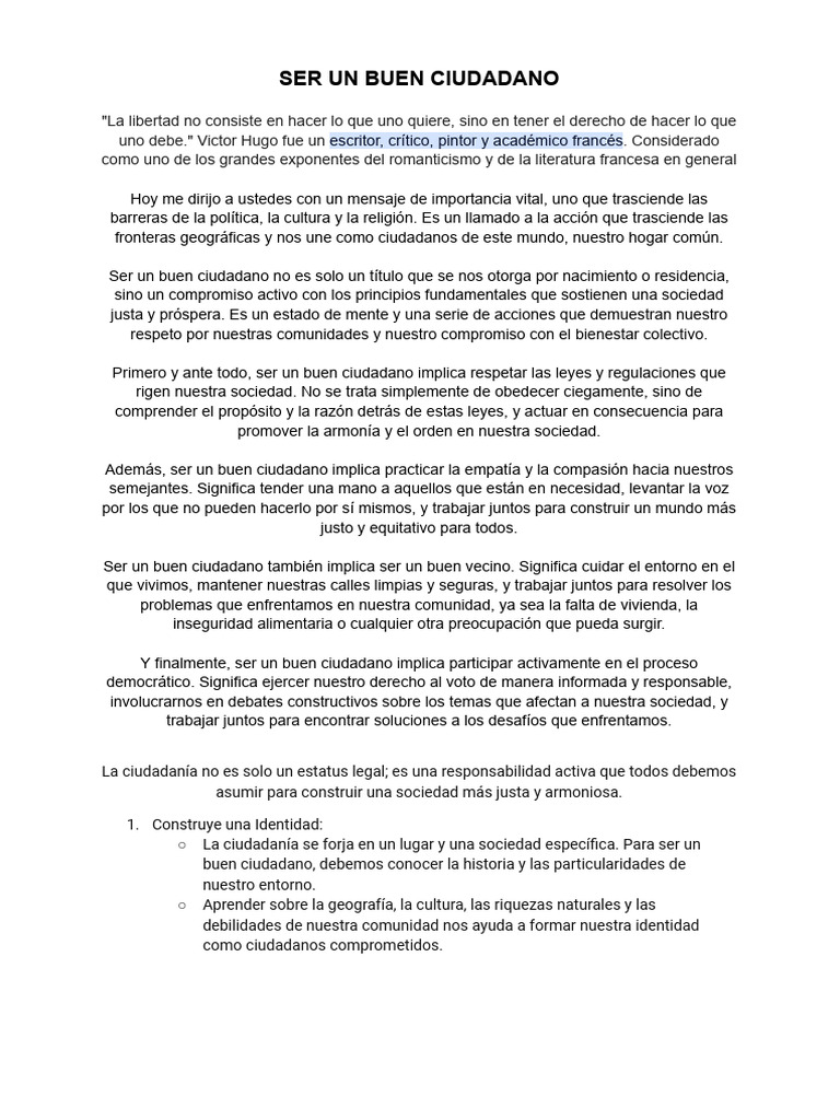 Ser Un Buen Ciudadano | PDF | Ciudadanía | Sociedad