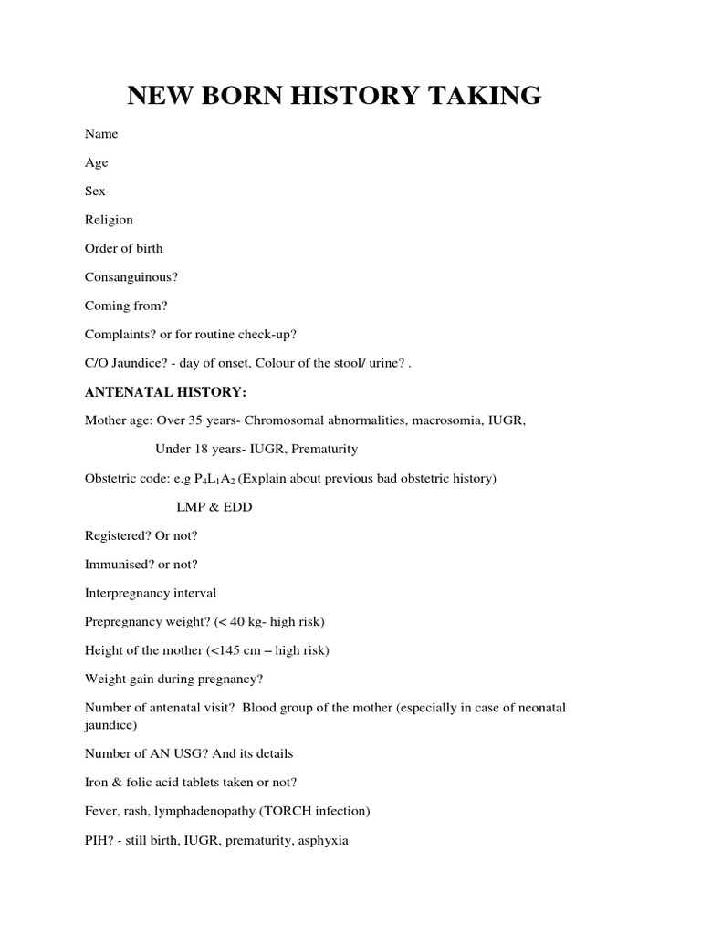 Neonatal History | PDF | Low Birth Weight | Infants