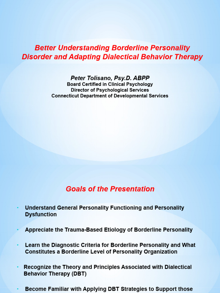Better Understanding BPD and Using DBT With ID Tolisano February 2019 ...