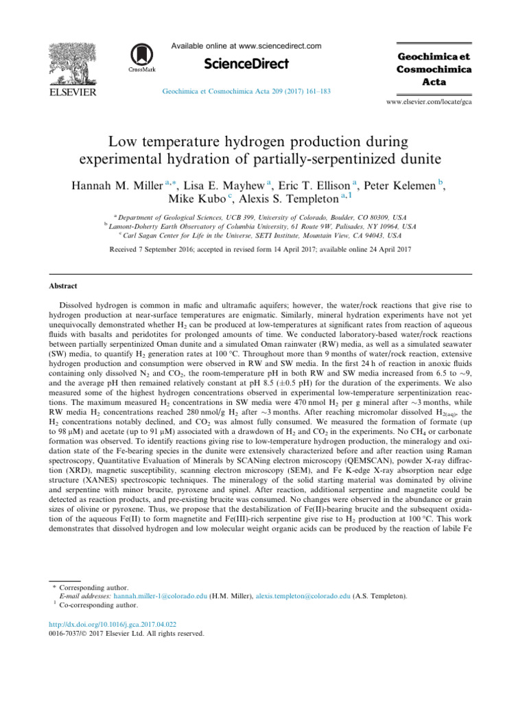 2017 Miller Ea GCA Low Temperature Hydrogen Production During ...