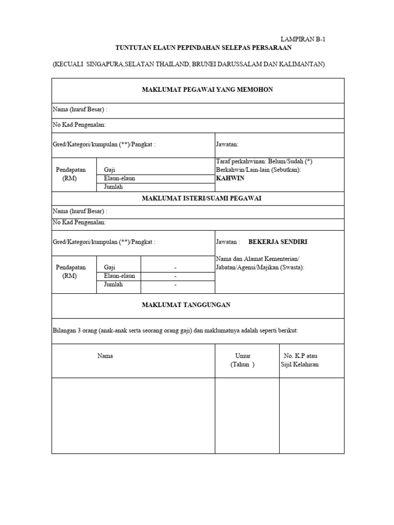 Tuntutan Elaun Pindah Selepas Bersara | PDF