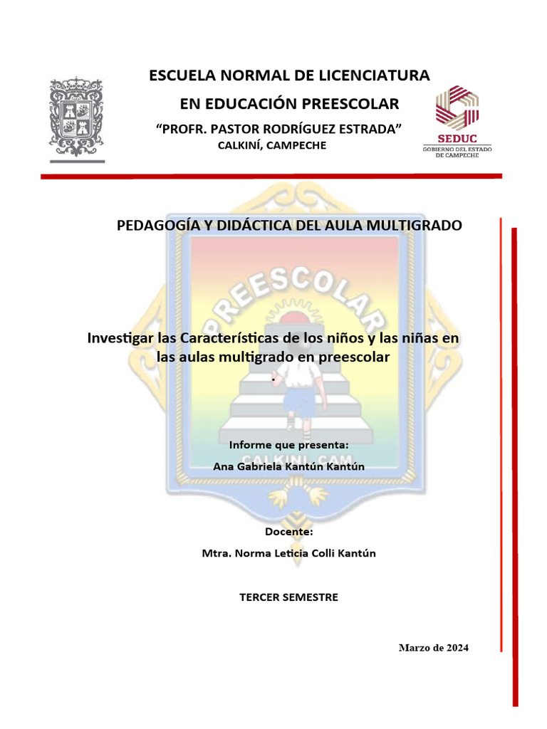 Investigar Las Características de Los Niños y Las Niñas en Las Aulas ...